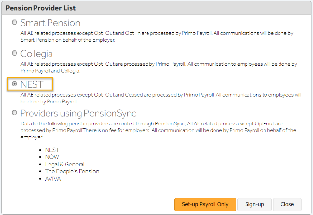 Primo Payroll-NEST Pensions Integration